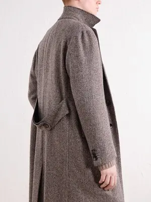 Kiton Herringbone Cashmere And Wool-blend Coat