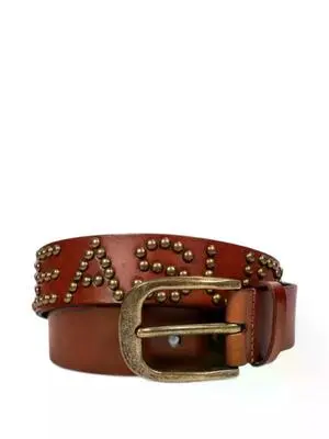 PLEASURES Studded Leather Belt - Brown