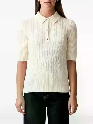 JOOP! Cable-knit Short-sleeve Polo Top