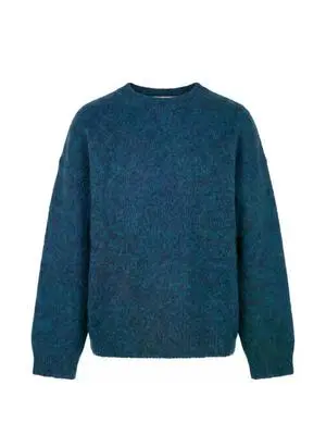 AMARANTO Brushed-knit Crew-neck Sweater - Blue