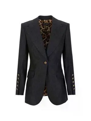 Dolce & Gabbana Turlington Single-breasted Jacket In Wool Flannel - Grey