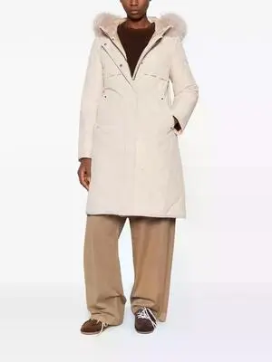 BETTY BARCLAY Quilted Faux-fur Trim Coat - Neutrals