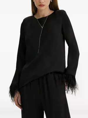FRAMBOISE Demi Feather-trim Silk Top