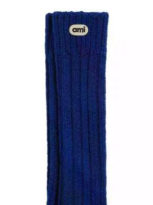 AMI Paris Wool Socks With Patch - Blue