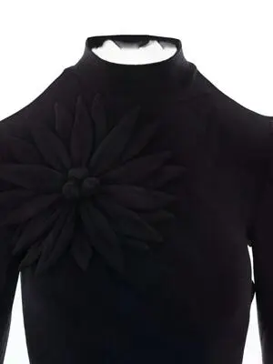 Farm Rio Flower-appliqué High-neck Sweater