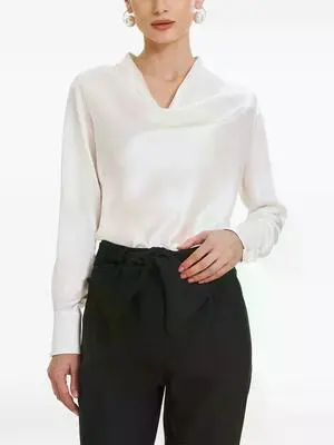 FRAMBOISE Caris Draped Silk Top