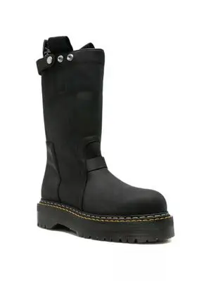 Rick Owens Dr. Martens Platform Pull-on Biker Boots - Black