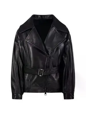BLANCHA Belted Leather Jacket