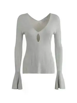 GAELLE PARIS Ribbed Cut-out Sweater - Grey