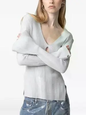 GAELLE PARIS Ribbed Cut-out Sweater