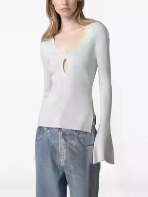 GAELLE PARIS Ribbed Cut-out Sweater - Grey