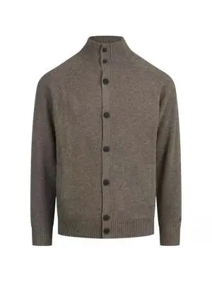 MC2 SAINT BARTH Beige Galway Lambswool Cardigan With High Collar - Brown