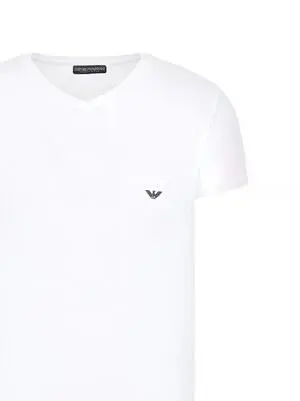 Emporio Armani Loungewear Fitted Stretch Jersey V-neck T-shirt - White