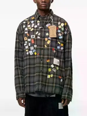 Mihara Yasuhiro Price Sticker Printed Check Shirt