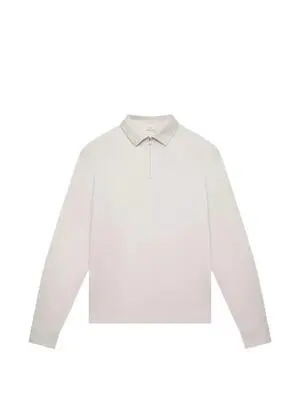 VALENZA Zip-collar Long-sleeve Polo Shirt - Neutrals