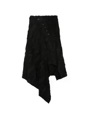 Masnada Asymmetric Frayed-effect Midi Skirt