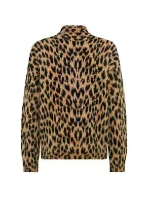 LANEUS Leopard-print Knitted Jacket
