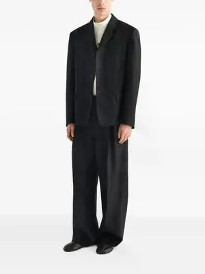 LEMAIRE Single-pleat Tailored Pants In Wool And Mohair Cloth - Black