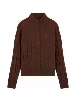 Tommy Hilfiger Cable-knit Button-up Sweater - Brown