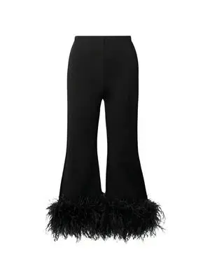 Valentino Garavani Feather-trimmed Flared Trousers - Black