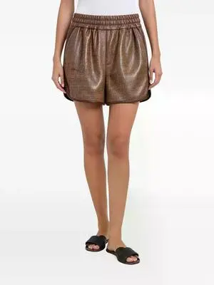 Brunello Cucinelli Prince Of Wales Leather Shorts