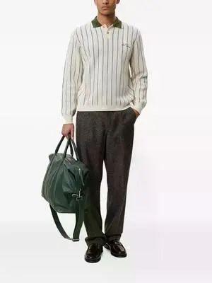 LES DEUX Pinstripe-pattern Polo Sweater - Neutrals