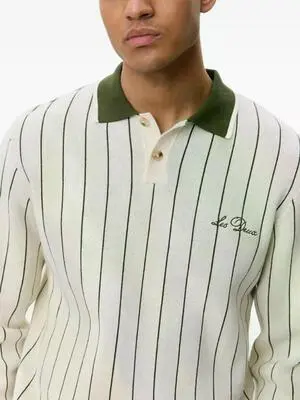 LES DEUX Pinstripe-pattern Polo Sweater
