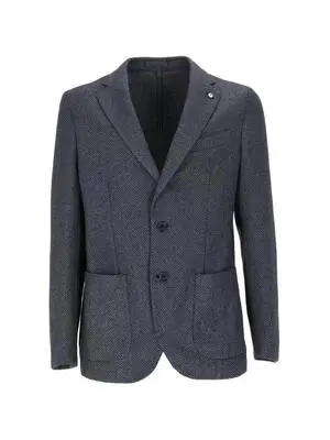 L.B.M. 1911 Herringbone-pattern Single-breasted Blazer - Grey
