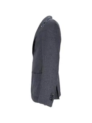 L.B.M. 1911 Herringbone-pattern Single-breasted Blazer - Grey