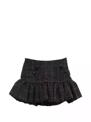 Vaquera Melton Check Ruffled Mini Skirt