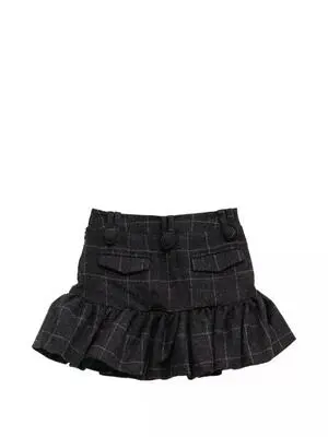 Vaquera Melton Check Ruffled Mini Skirt