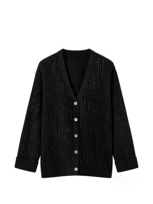 TWINSET Wool Blend Cardigan With Rhinestones