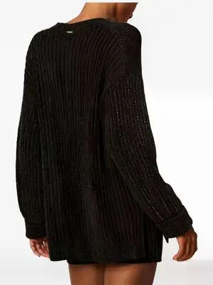 TWINSET Wool Blend Cardigan With Rhinestones