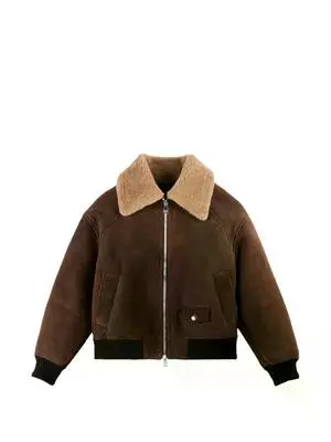 Hogan Bomber Jacket In Waxed Shearling