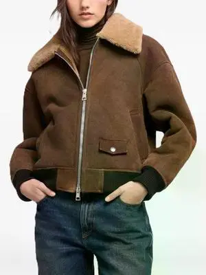 Hogan Bomber Jacket In Waxed Shearling