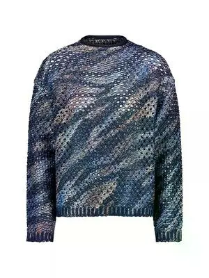 BETTY BARCLAY Open-knit Tiger-print Sweater - Blue