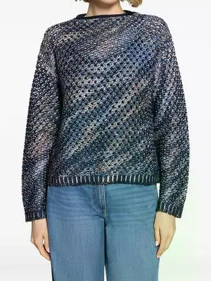 BETTY BARCLAY Open-knit Tiger-print Sweater - Blue