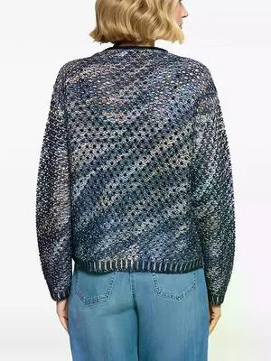BETTY BARCLAY Open-knit Tiger-print Sweater