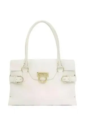 FERRAGAMO 2000-2026 Leather Gancini Handbag - White