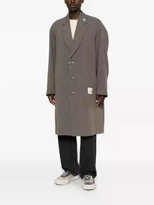 Mihara Yasuhiro Shifted-shoulder Overcoat - Brown
