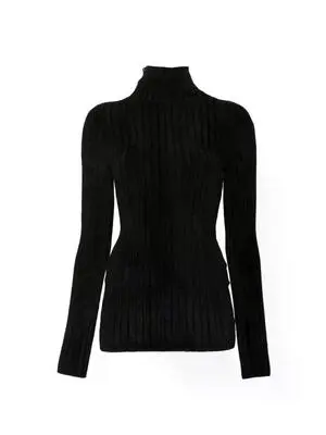 Sportmax Ribbed-knit Roll-neck Sweater - Black