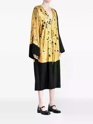 YANGKEHAN Floral-print Silk Coat