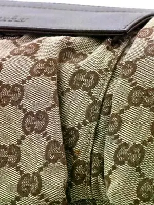 Gucci Vintage Double Gg Canvas With Leather Belt Bag - Brown