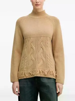 BENETTON Cable-knit Fringe-detail Sweater