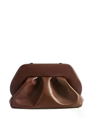 THEMOIRE Medium Bios Ruched Clutch Bag - Brown