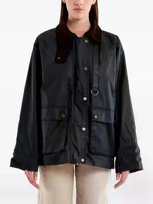 VICOLO Corduroy-collar Waxed-effect Coat