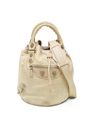 Balenciaga Giant Brogue Pompon Bucket Bag - Neutrals