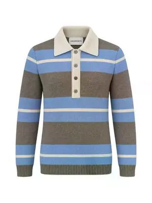 AMARANTO Striped Button-up Polo Shirt