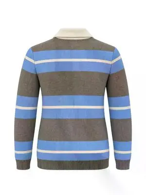 AMARANTO Striped Button-up Polo Shirt