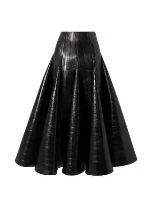 Valentino Garavani Crocodile-effect A-line Skirt - Black